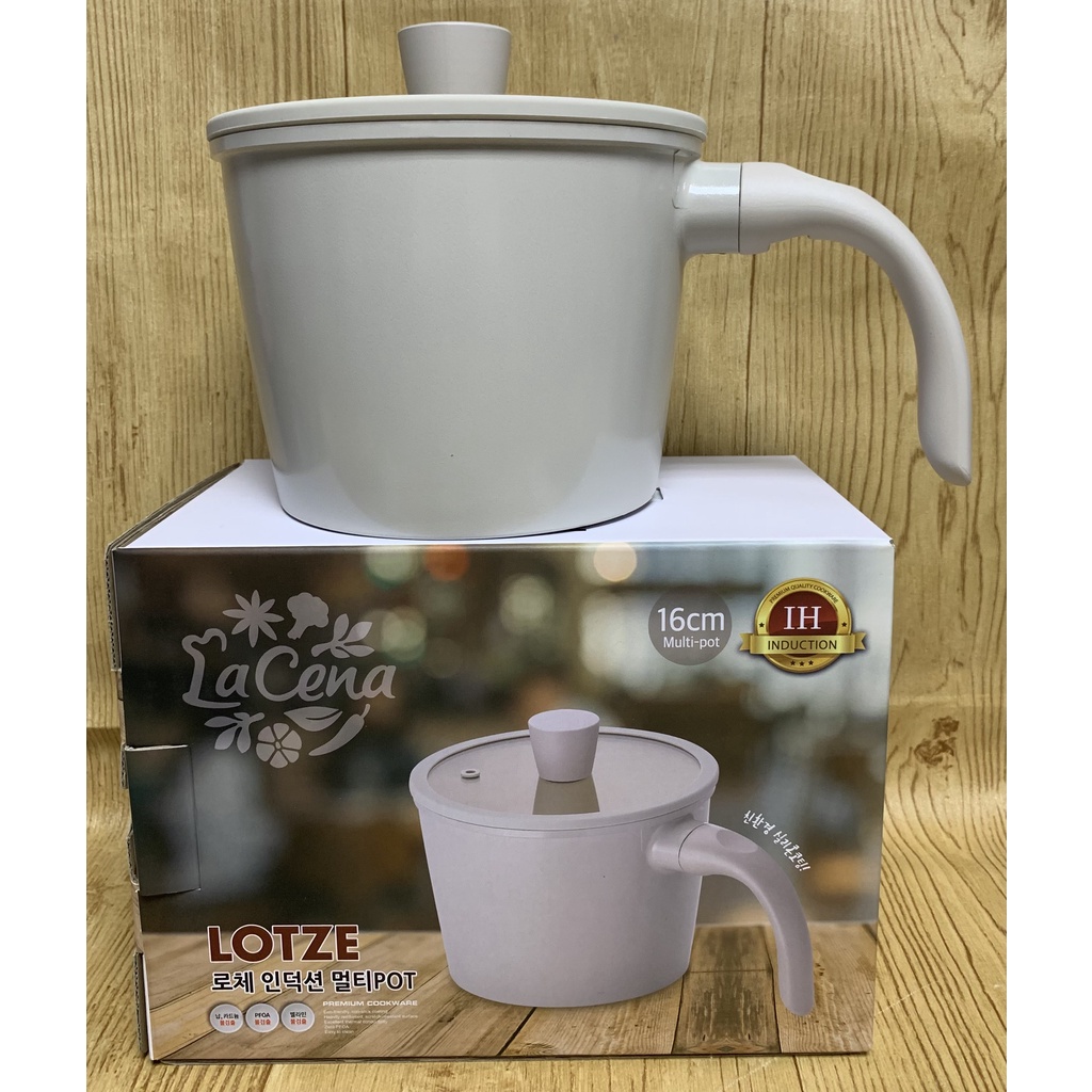 【霏霓莫屬】韓國製 LaCena 陶瓷多功能附蓋 單柄鍋 16CM 湯鍋 泡麵鍋 小火鍋 獨享鍋 油炸鍋 | 蝦皮購物