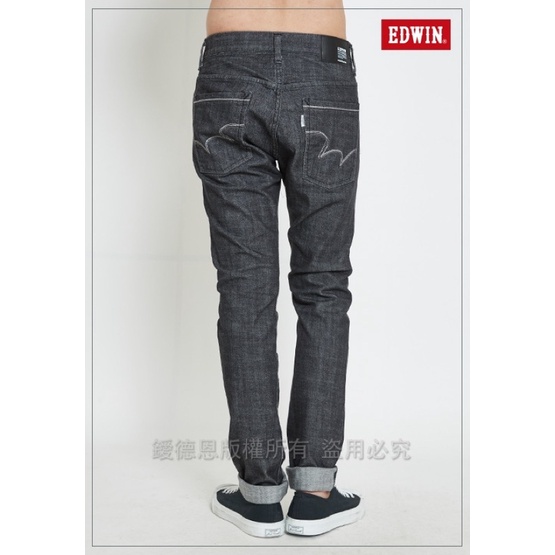 EDWIN EDGE LINE 漸層袋花 窄直筒牛仔褲-男-黑色 | 蝦皮購物