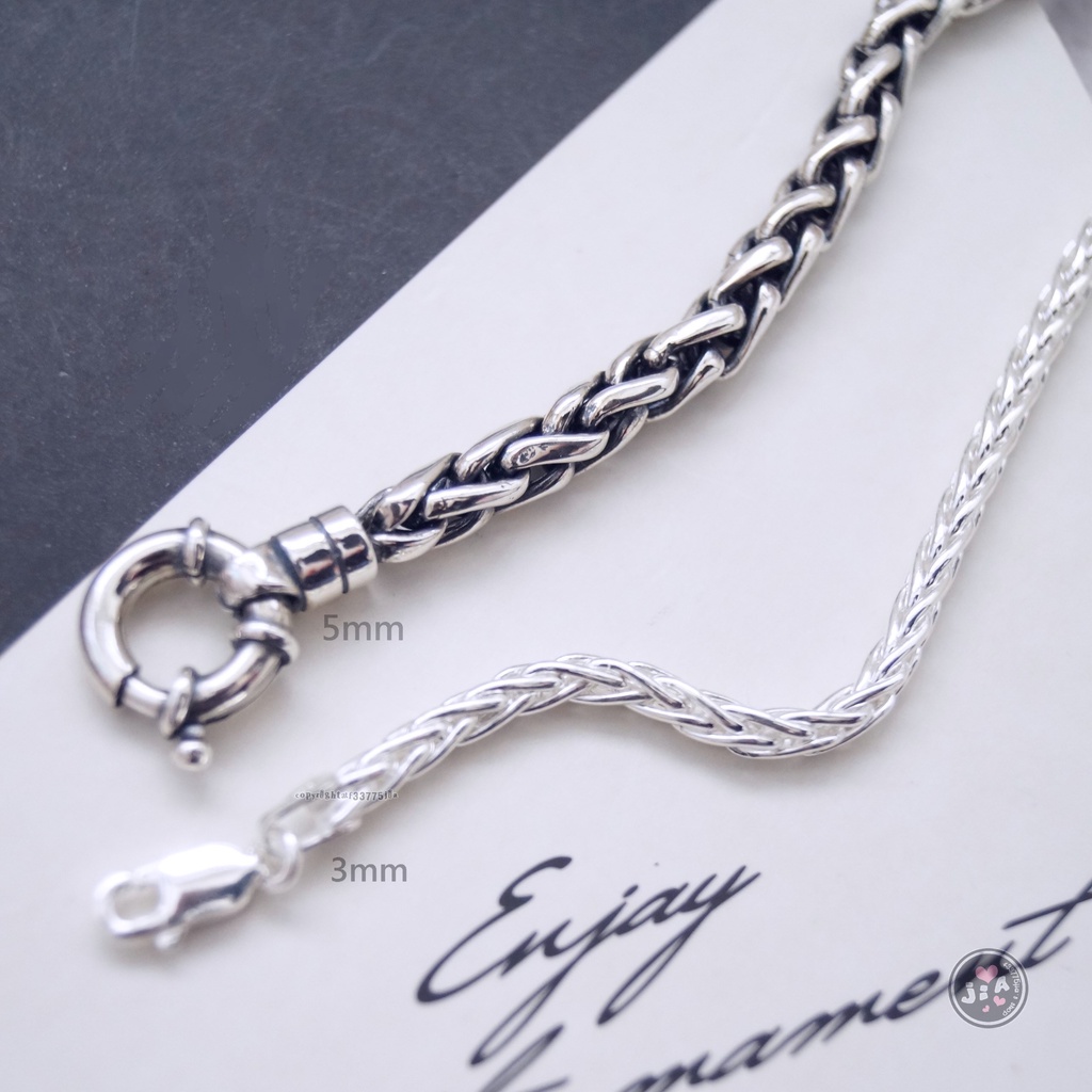 中性 立體 編織 5m 大圓扣 麻花 純銀手鍊 注黑/銀白S925。正生純銀 | 蝦皮購物