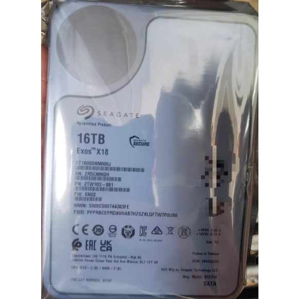 希捷 Seagate 企業硬碟 EXOS x18／×16 16T 全新工業包装 保固一個月 | 蝦皮購物