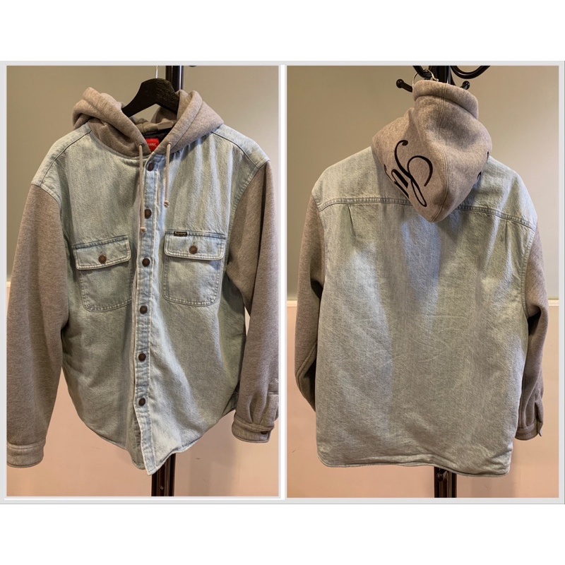 Supreme newest Fleece Hooded Denim Shirt Supreme newest Fleece Hooded Denim Shirt
