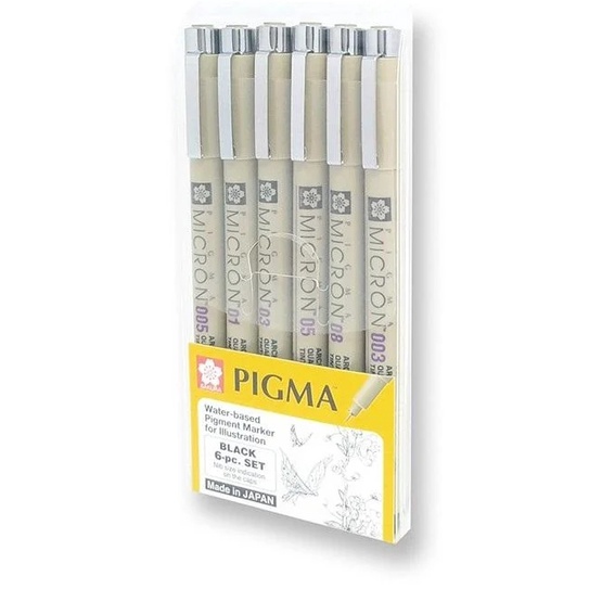 SAKURA 櫻花 Pigma 筆格邁黑色代針筆組(6種規格/ XSDK-6A)出墨均勻 遇水不暈染 | 蝦皮購物