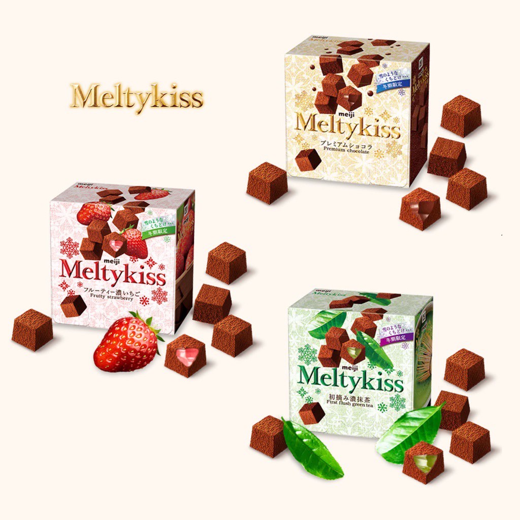 🇯🇵《日本零食》Meiji明治Meltykiss牛奶可可/草莓/抹茶夾餡可可/牛奶巧克力/草莓巧克力/冬吻雪吻冬戀巧克力 | 蝦皮購物