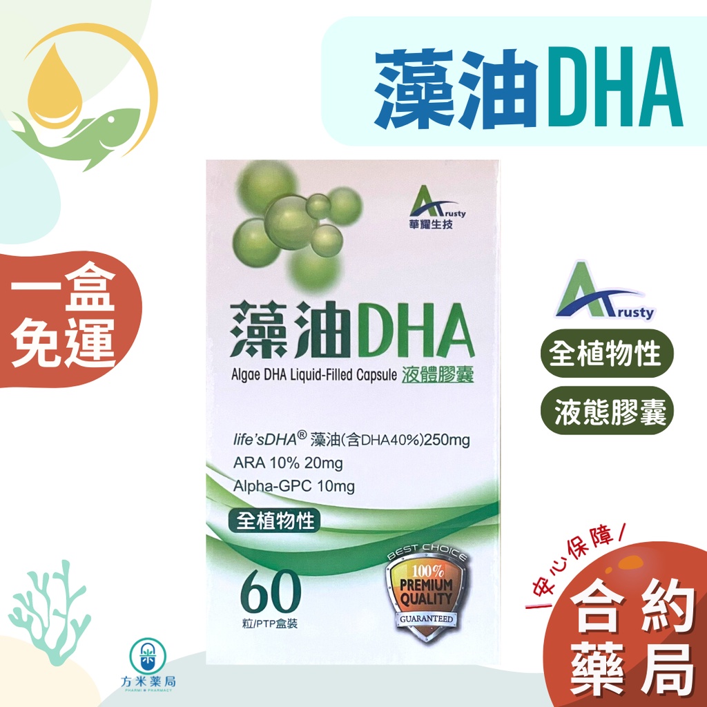 【方米藥局，免運費】 華耀 藻油DHA 60粒。含DHA / ARA / Alpha-GPC。產線通過Halal清真認證 | 蝦皮購物