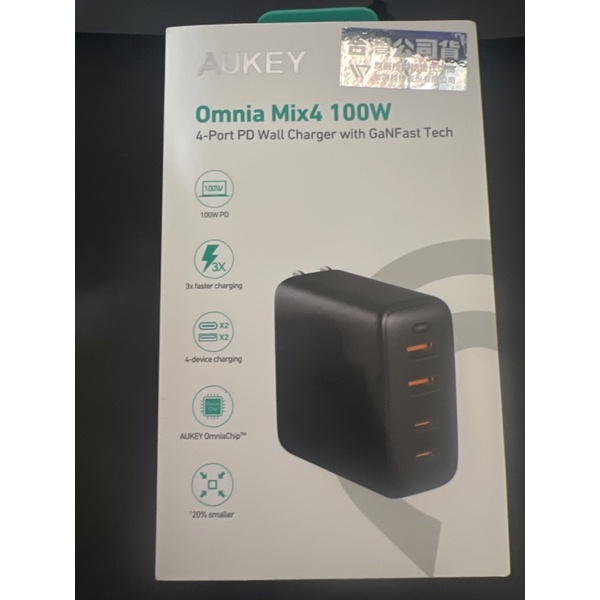 AUKEY 氮化鎵 GaN系列 Omnia Mix 4 100W(PA-B7)PD快充 4孔充電器 | 蝦皮購物