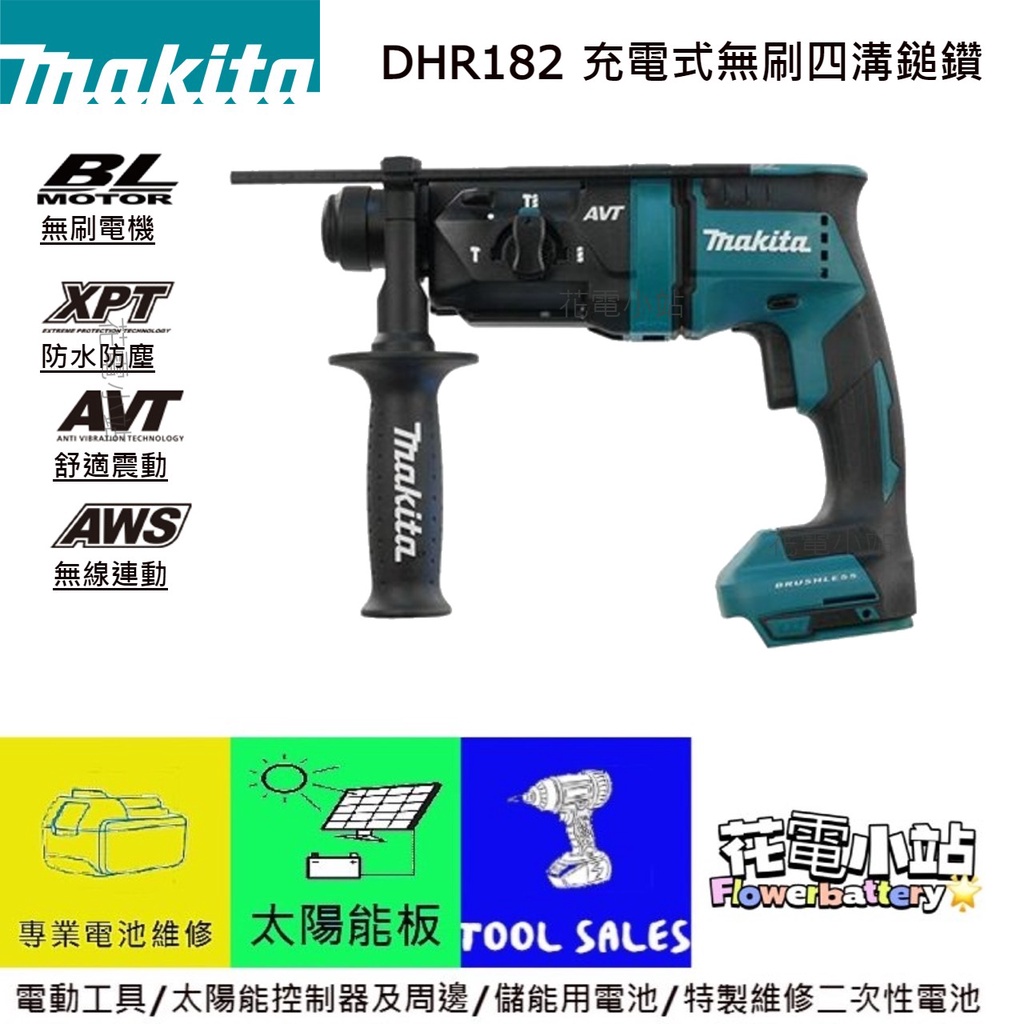 新北花電 全新 MAKITA 牧田 18V DHR182 充電式無刷四溝鎚鑽 DHR182Z 182 DX05 專用集塵 | 蝦皮購物
