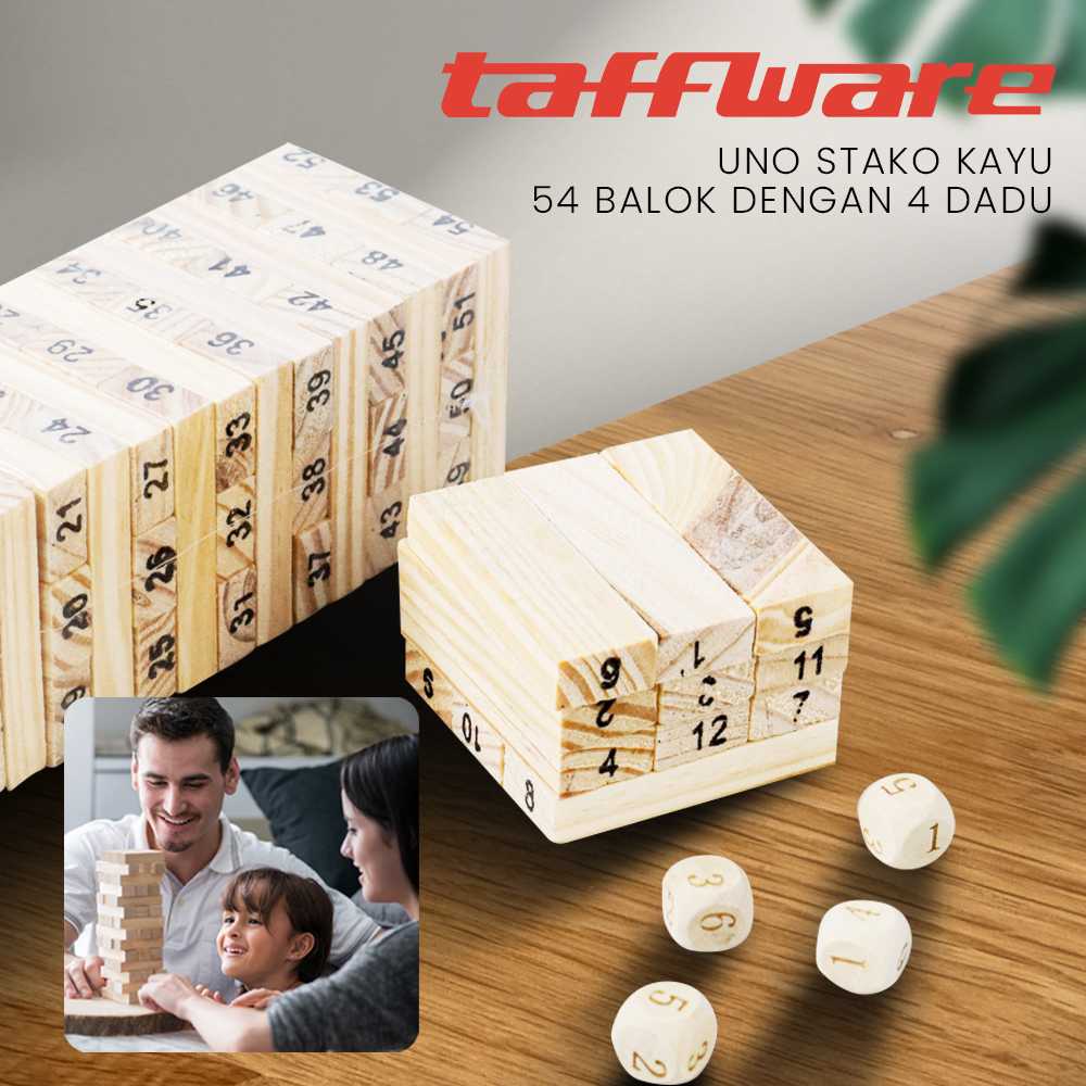 帶 4 位骰子的 54 塊木製 Uno Stako 遊戲 | 蝦皮購物