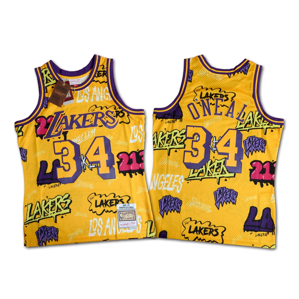 Mitchell & Ness 洛杉磯湖人隊 Shaq O'neal Slap Sticker Swingman 球衣 | 蝦皮購物