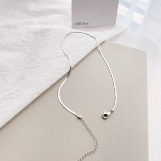 [全純銀.項鍊] 扁蛇骨項鍊 裸練【UME】洗澡可戴 S925純銀蛇鍊 蛇骨鍊 鎖骨鍊 | 蝦皮購物