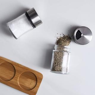 [TFD] 德國VKCHEF 不銹鋼耐熱粉末式調味料罐 80ml 2入1組 付竹製收納托盤 鹽罐 胡椒罐 香料罐 | 蝦皮購物