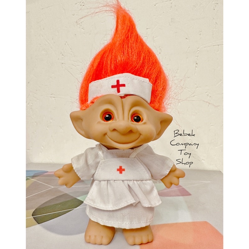 圓形 1980 VTG Troll Doll Gem trolls 護士 護理師 護士裝 醜娃 巨魔娃娃 幸運小子 寶石 | 蝦皮購物