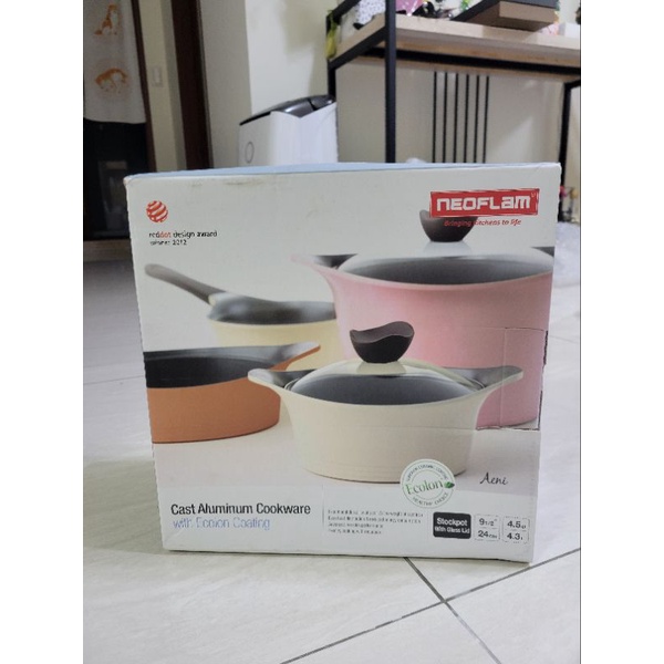 全新 韓國NEOFLAM Aeni系列 24cm陶瓷不沾湯鍋+玻璃鍋蓋(EK-AG-C24)粉紅色 | 蝦皮購物