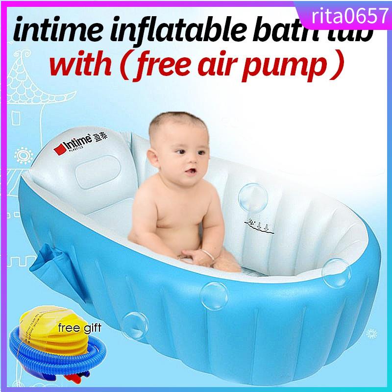 Baby Inflatable Bath Tub baby use fashion ( free air pump ) | 蝦皮購物