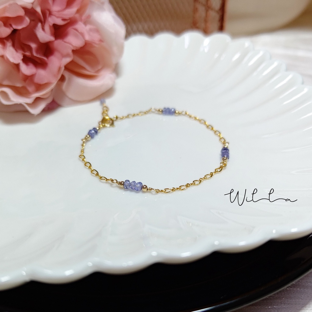 ≡Willa’s hand made shop≡清透坦桑石 美國14KGF鏈 手鍊 輕珠寶手鍊 迷你水晶手鍊 實拍百搭款 | 蝦皮購物