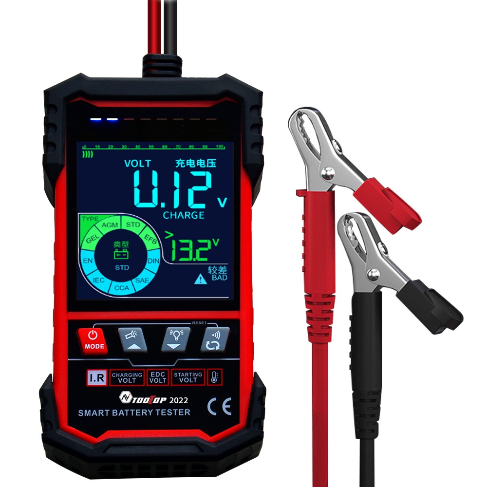 【新款下殺】 TOOLTOP 2201/2202 蓄電池檢測儀 12V/24V通用 大彩屏3.2英寸自動識別電壓帶溫度 | 蝦皮購物