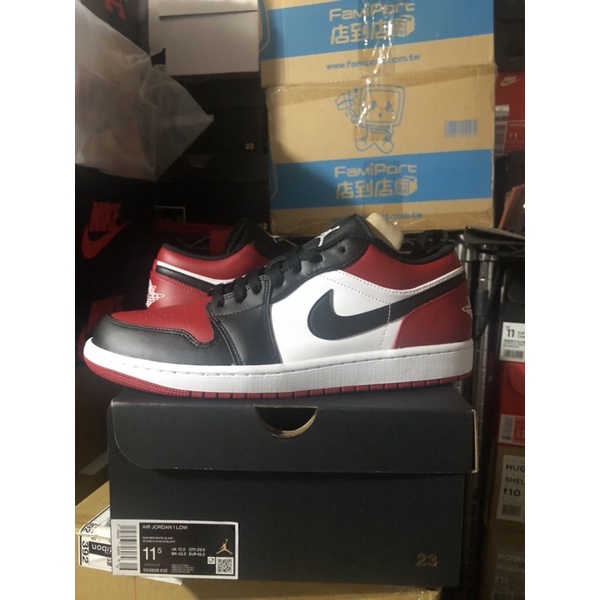 台灣公司貨 Air Jordan 1 Low Bred Toe 黑紅腳趾 男款 553558-612 現貨 大尺寸 | 蝦皮購物