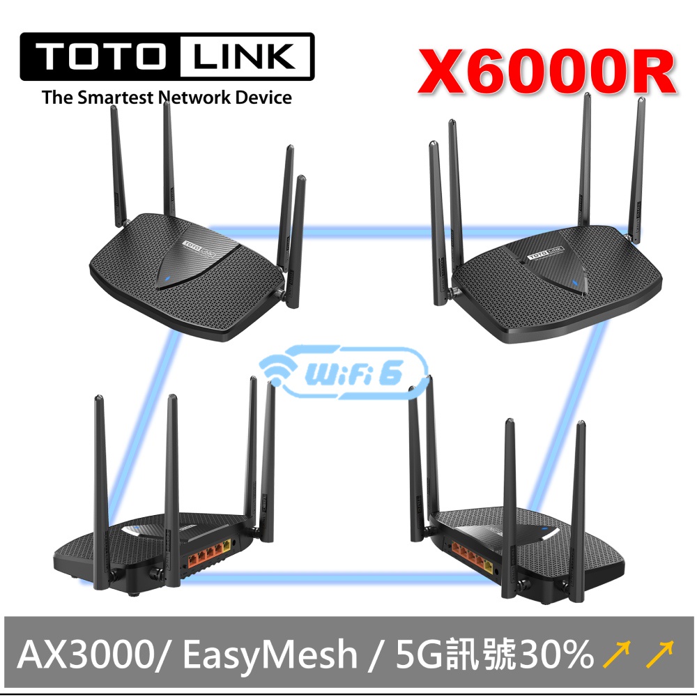 TOTOLINK X6000R 無線路由器 AX3000 WiFi分享器 Easy Mesh 網狀路由器【領券再折】 | 蝦皮購物