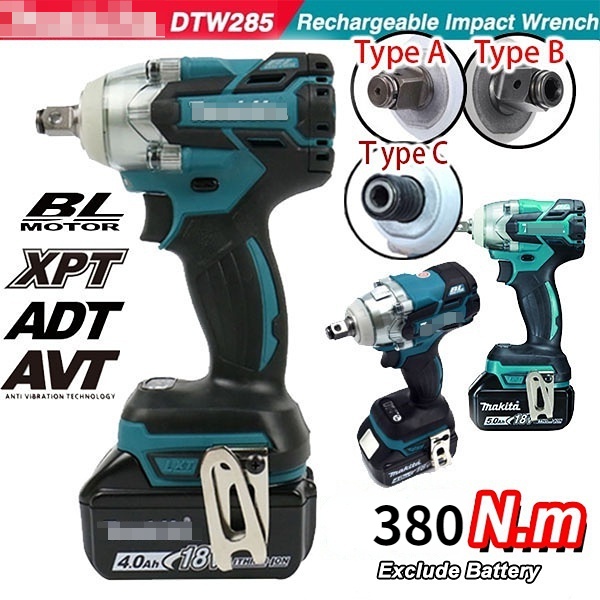 全新頂級DTW285 18V衝擊扳手無刷電機無繩電動扳手電動工具1/2 \扭矩充電衝擊扳手3種類型的頭部 | 蝦皮購物