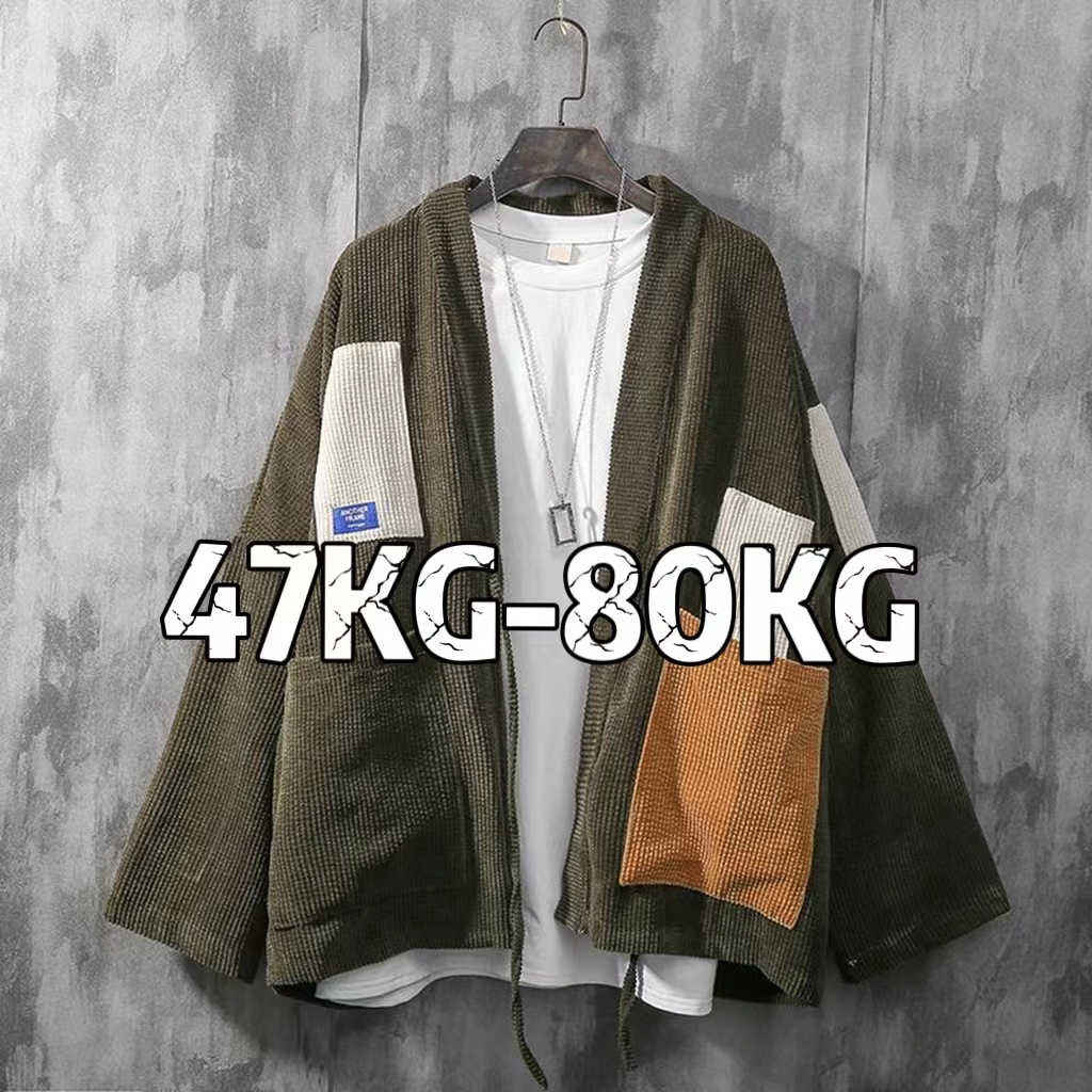 【M-2XL】47KG - 80KG 日本祭典外套 和風羽織 日式和風上衣外掛 和服上衣 日式補丁燈芯絨七分袖襯衫男寬松 | 蝦皮購物