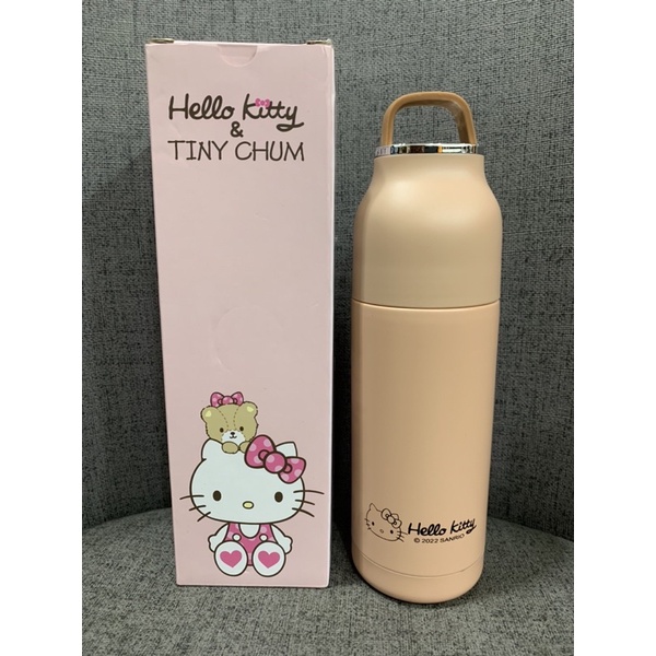 三麗鷗 Hello Kitty 便提保溫瓶 粉色 皮質提把 保溫杯 350ml | 蝦皮購物