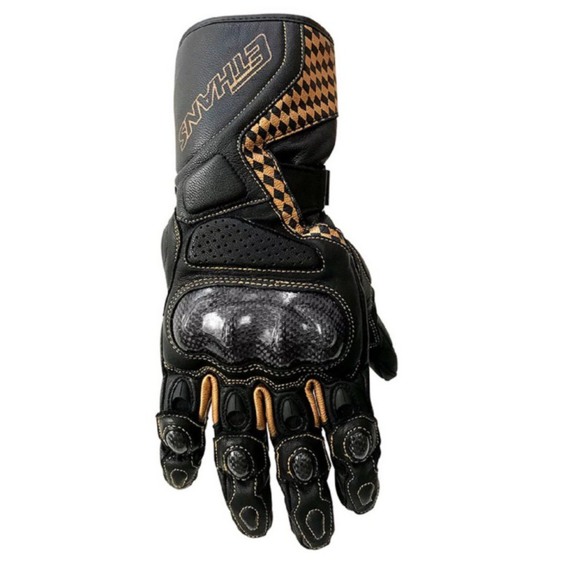 【摩托麻吉】Ethan's ES910 長版真皮防摔手套 黑金 | 蝦皮購物