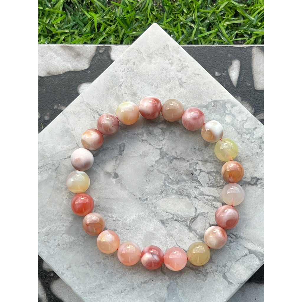 [SaRaVi crystal] 絕美奶蓋鹽源瑪瑙手串(一物一拍) | 蝦皮購物