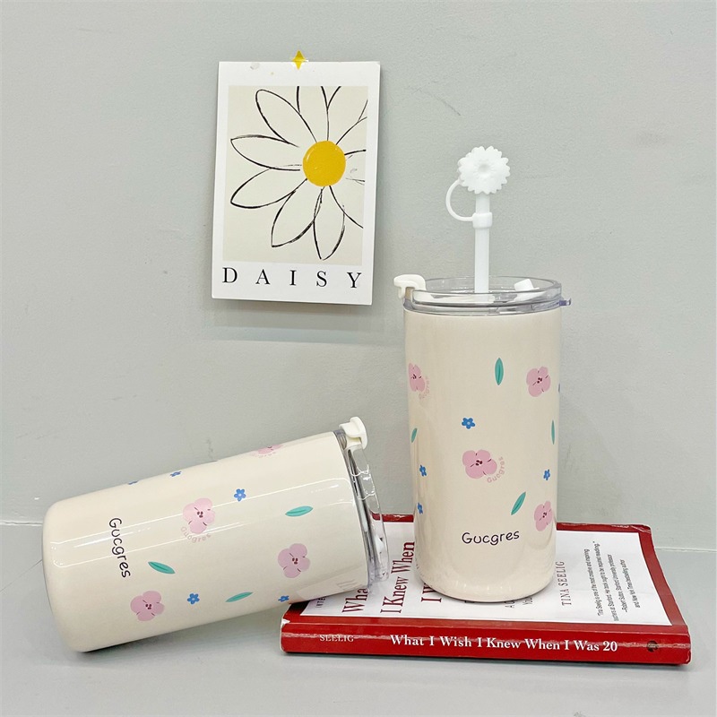 【現貨-下殺】480ml咖啡杯 可愛保溫杯 吸管保溫杯 316保溫杯 不鏽鋼保溫杯 ins少女 不鏽鋼吸管保溫杯 | 蝦皮購物