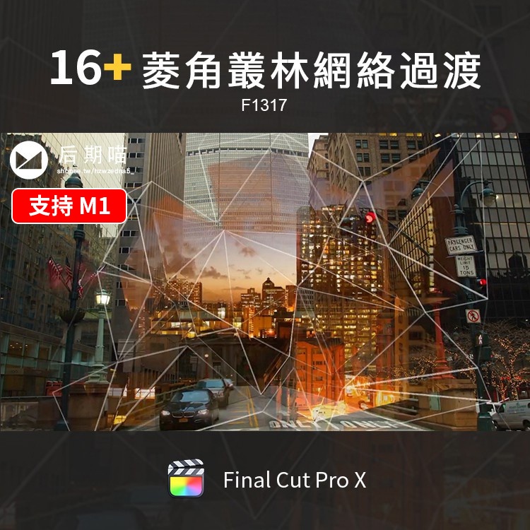 FCPX模板 | 菱形多邊形網絡網格線條過渡效果FCPX插件轉場Final Cut Pro X m1 | 蝦皮購物