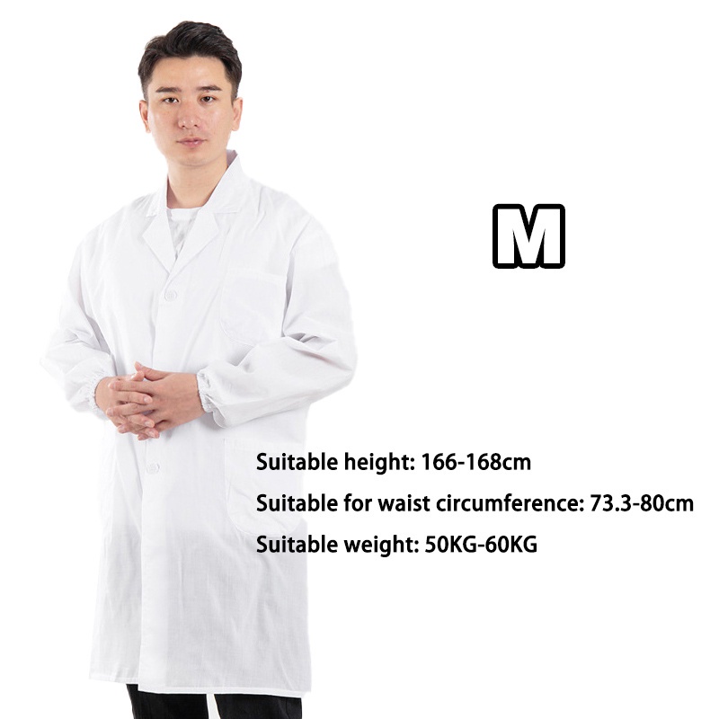Long Sleeve Lab Coat Doctor Laboratory Lab Coat Gown White L | 蝦皮購物