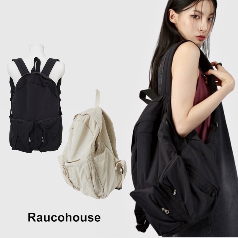 【JIN】🇰🇷韓國 RAUCOHOUSE 造型雙袋尼龍後背包 休閒 日常 實用 背包 後背包 | 蝦皮購物