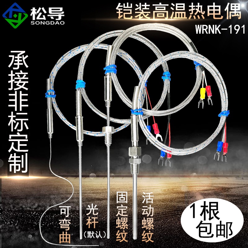 K型鎧裝熱電偶WRNK-191高溫探針電熱偶Pt100/E/J/T溫度傳感器探頭/abcac優選 | 蝦皮購物