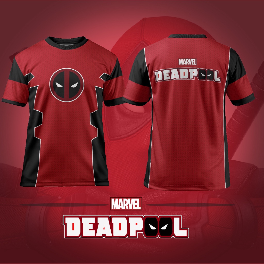 Marvel DEADPOOL TOPENG HITAM MERAH 圖案 3D 打印球衣 | 蝦皮購物
