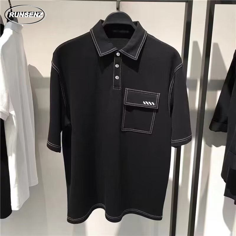 M-8XL 大尺碼Polo衫男 高級商務工作上衣 短袖T恤 翻領 黑色Polo上衣 加大尺碼胖子男生衣服 | 蝦皮購物