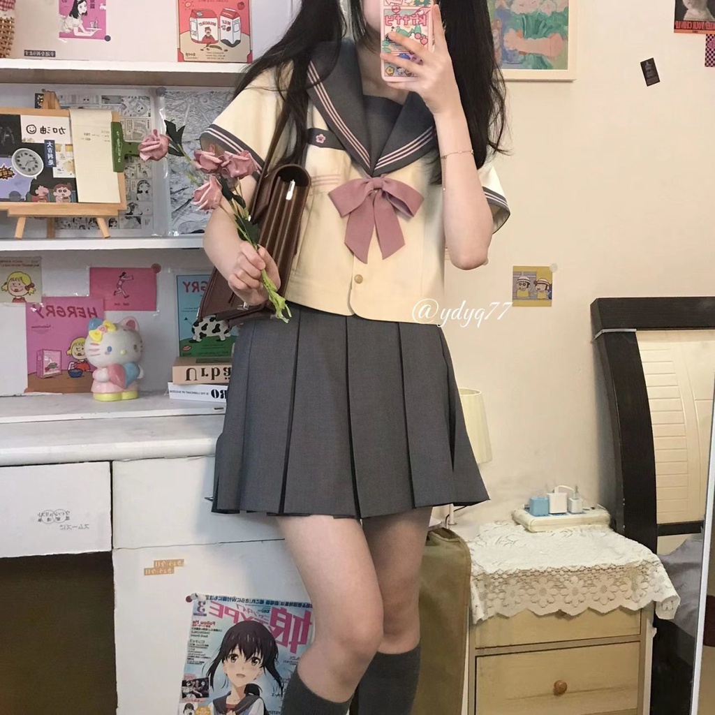 胖MM大碼 【S-8XL大尺碼】 JK女學生 夏季日係 寬鬆 領結 海軍領 短袖 水手服 ins 半身裙 | 蝦皮購物