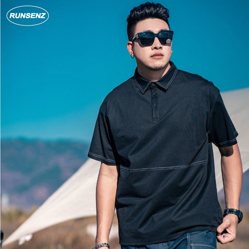 M-8xl 大碼Polo衫男日韓潮流商務休閒上衣黑色短袖T恤素色Polo工作上衣男生襯衫胖子男裝 | 蝦皮購物