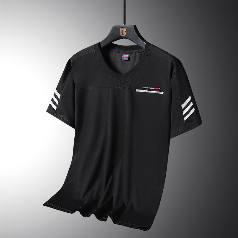 L-9XL 大尺碼T恤 加大尺碼T恤 大尺碼冰絲T恤 大尺碼短袖T恤 大尺碼v領短袖t恤男裝夏季寬鬆加肥加大號體恤衫胖子 | 蝦皮購物