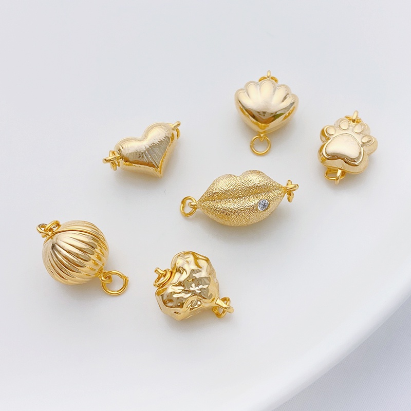 diy 14K 包金 愛心 貝殼 貓爪 磁吸扣 磁扣 手工diy 手鍊 收尾連接 配件磁鐵釦 | 蝦皮購物