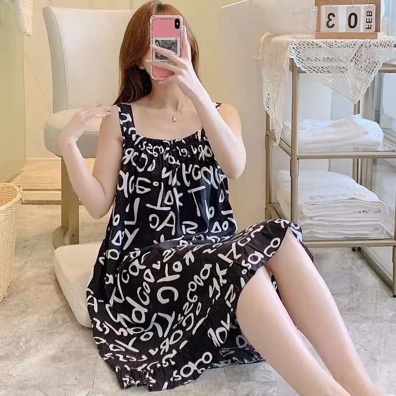 【特大尺碼M-5XL40-150kg】胖mm2-300斤睡裙女夏季薄款寬鬆性感睡衣裙大尺碼法式可外穿家居服 | 蝦皮購物