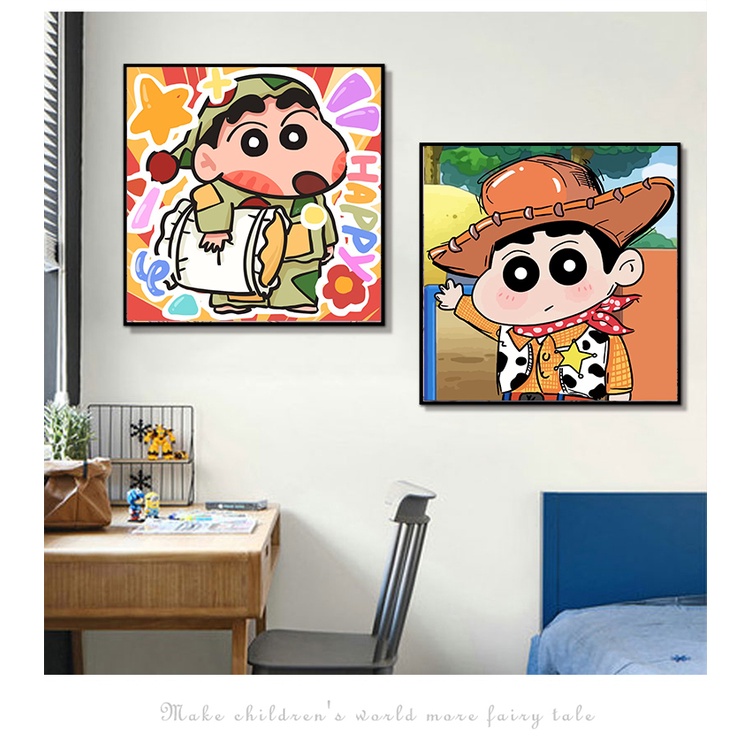 蠟筆小新 20*20cm 含框 數字油畫diy 卡通 動漫 兒童 小尺寸 手工畫 塗色填色畫 裝飾畫 | 蝦皮購物