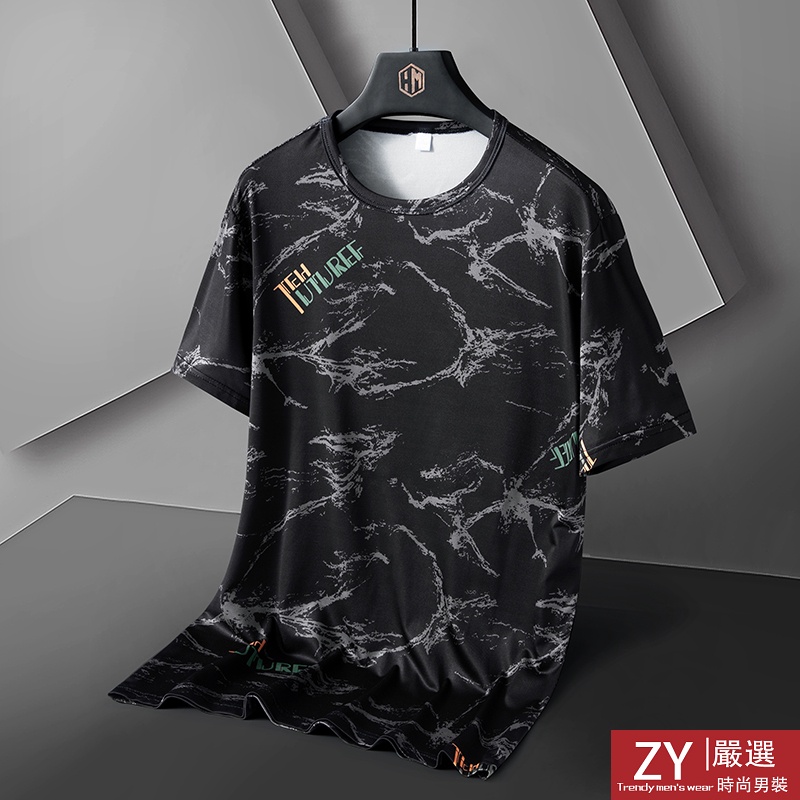 M-9XL夏季男生短袖 冰絲短袖T恤 運動T恤 速乾衣男 大尺碼T恤 涼感T恤 印花上衣 加大尺碼上衣 打底衫 排汗衫 | 蝦皮購物