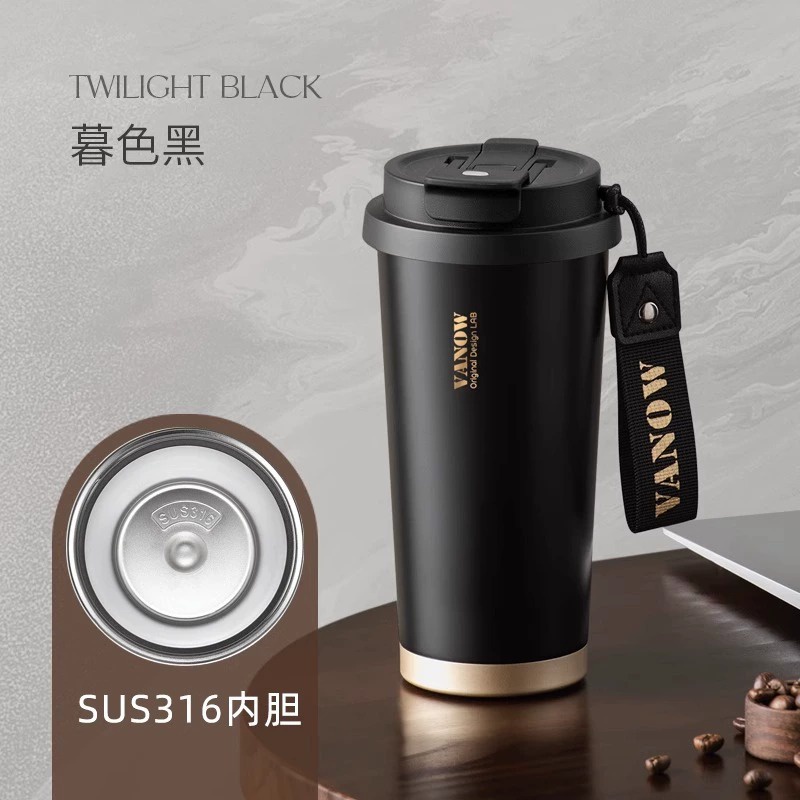 【現貨】英國Vanow咖啡杯 500ML女生高顏值保溫杯 陶瓷內膽 不鏽鋼隨行吸管水杯 | 蝦皮購物