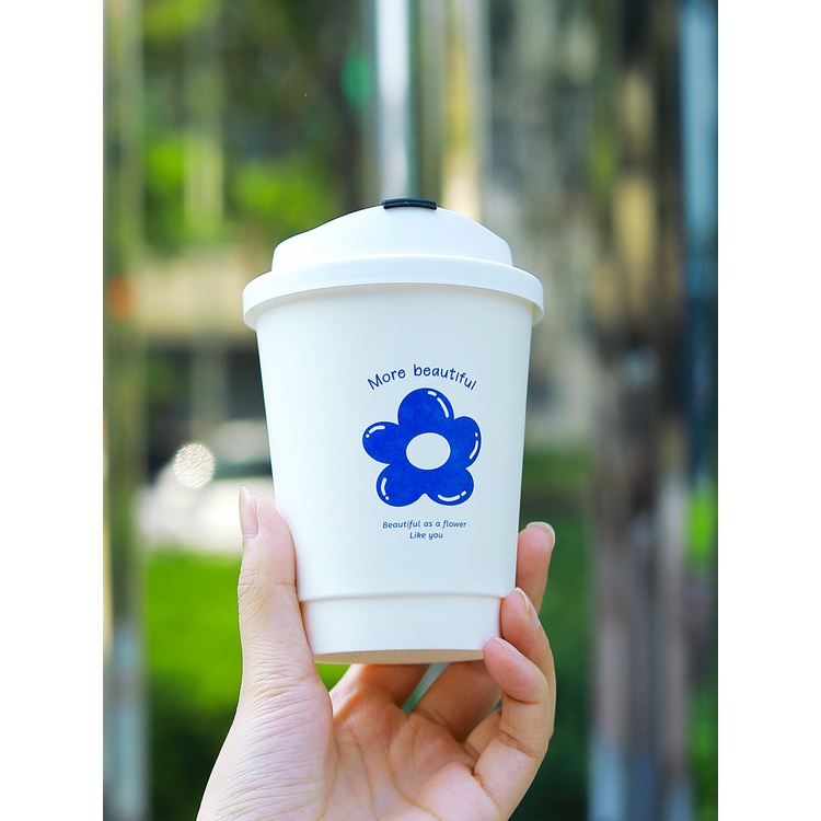 【客製化】【紙杯】一次性 咖啡杯 帶蓋 便攜式 外帶 咖啡紙杯 訂製 商用 熱飲 咖啡 外賣打包杯 | 蝦皮購物