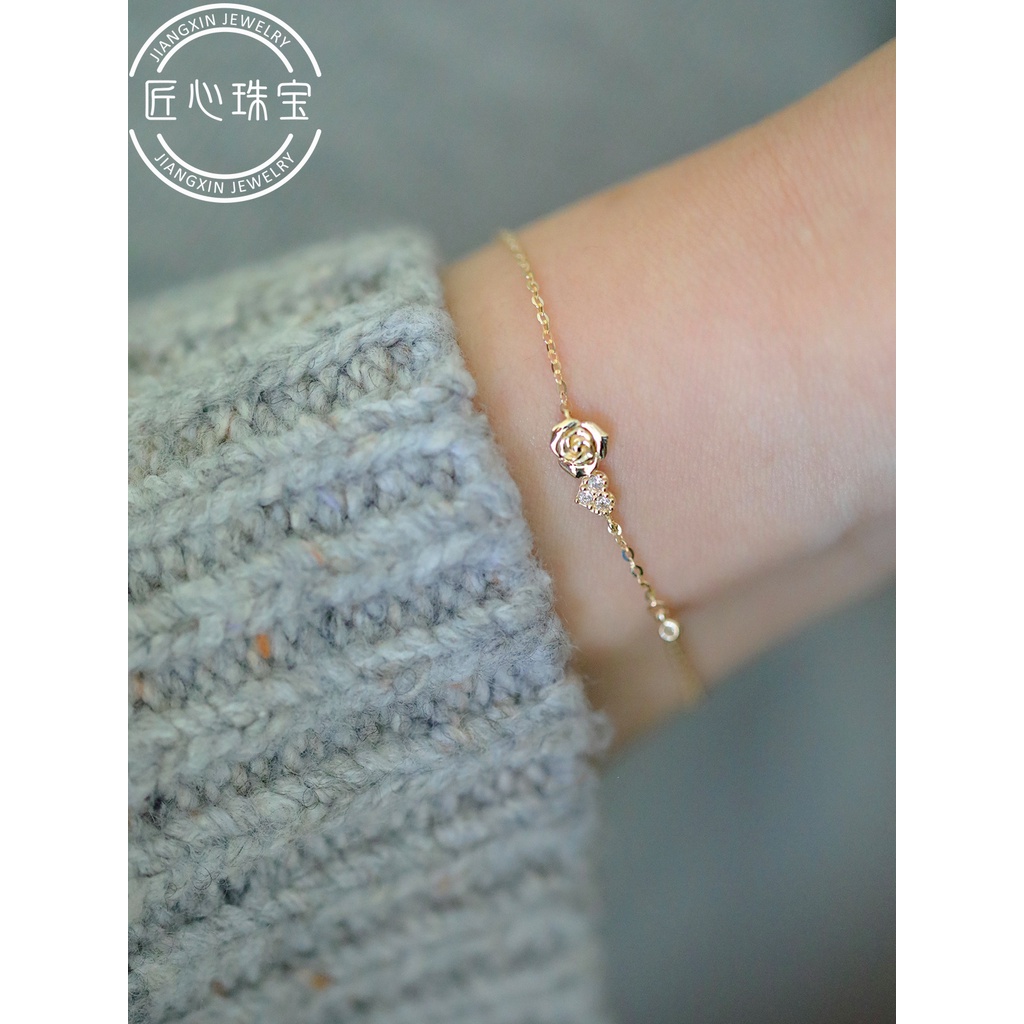「匠心·純銀手鍊」S925銀鍍14K金 小王子的玫瑰花手鍊 細閃玫瑰花愛心極細手鍊 送閨蜜禮物 XZM | 蝦皮購物