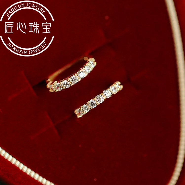 「匠心·純銀耳飾」S925銀鍍14k金 經典排鑲耳扣 閃鑽鋯石簡約潮流耳圈 日常百搭款耳飾 XZM | 蝦皮購物