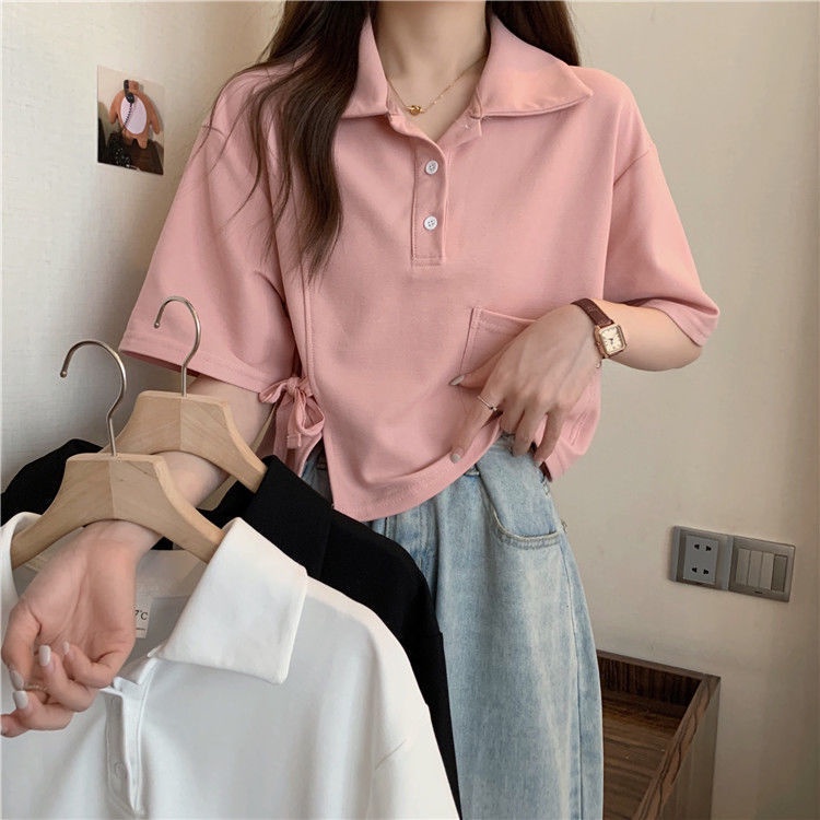 【特大尺碼M-5XL 40-150kg】大尺碼300斤polo領短袖上衣女夏胖mm設計感洋氣寬鬆遮肉百搭別緻T恤 | 蝦皮購物