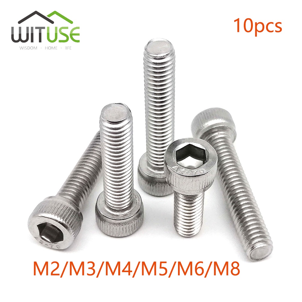 10 件 M2 M2.5 M3 M4 M5 M6 M8 304 A2-70 不銹鋼 DIN912 內六角蓋內六角螺栓螺釘 | 蝦皮購物