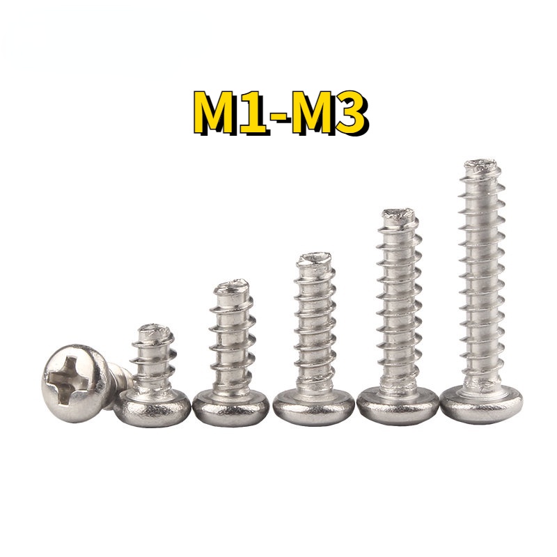 【XJK】304不鏽鋼自攻絲 圓頭平尾自攻螺絲 割尾木鏍絲釘 M1 M1.2 M1.4 M2 M2.5 M3 | 蝦皮購物