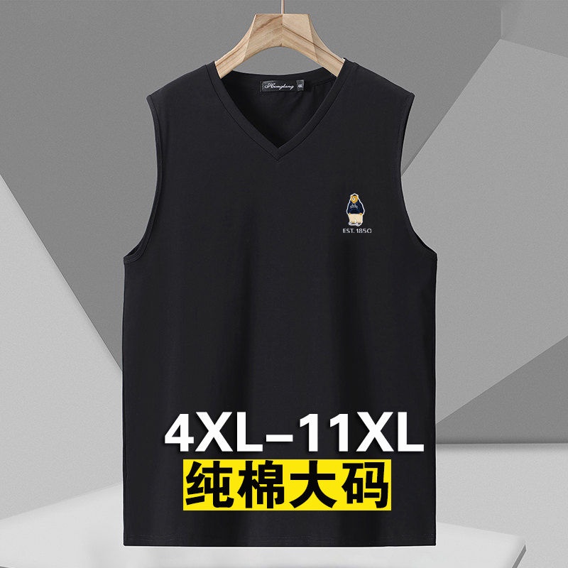 [4XL-11XL]加肥加大印花背心男 純棉V領夏季胖子大尺碼運動汗衫 150KG可穿夏季無袖背心打底衫 | 蝦皮購物