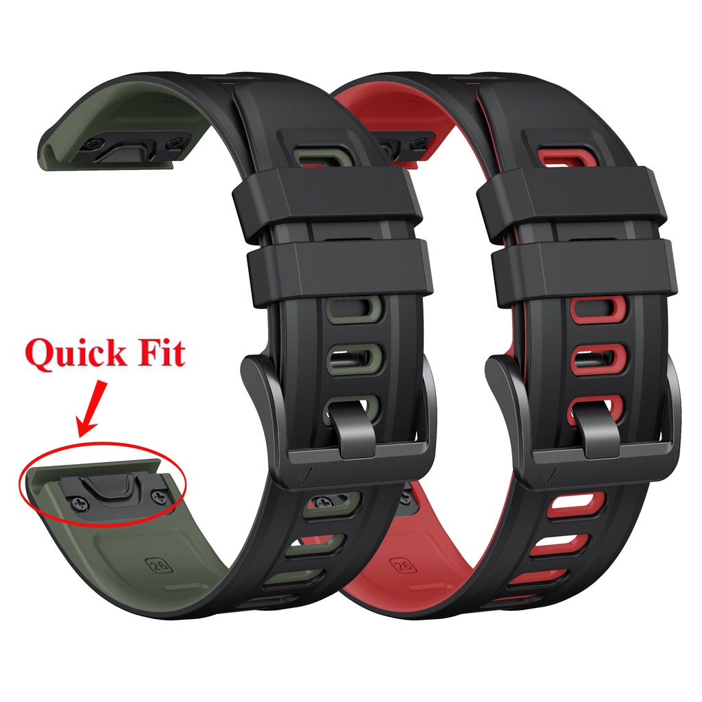 Garmin Fenix 7X 6X Pro 5X Plus 3 HR 2 錶帶 雙色 矽膠 26mm 快拆 運動帶 | 蝦皮購物