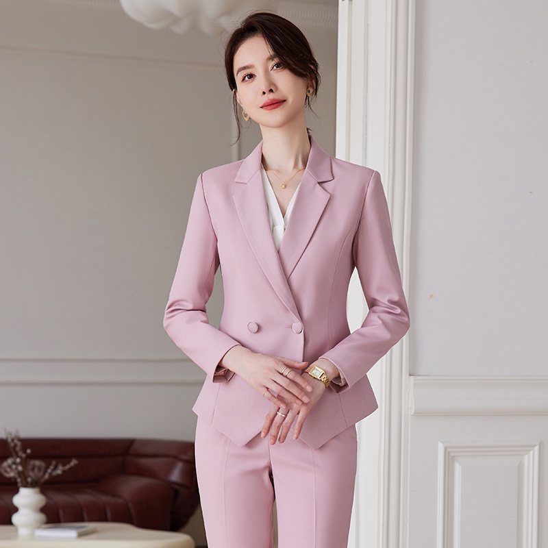 Miguo_時尚職業套裝 3色 S-4XL 高級感粉色西裝兩件套 氣質女神范職業裝 大尺碼女裝工作服_58731 | 蝦皮購物